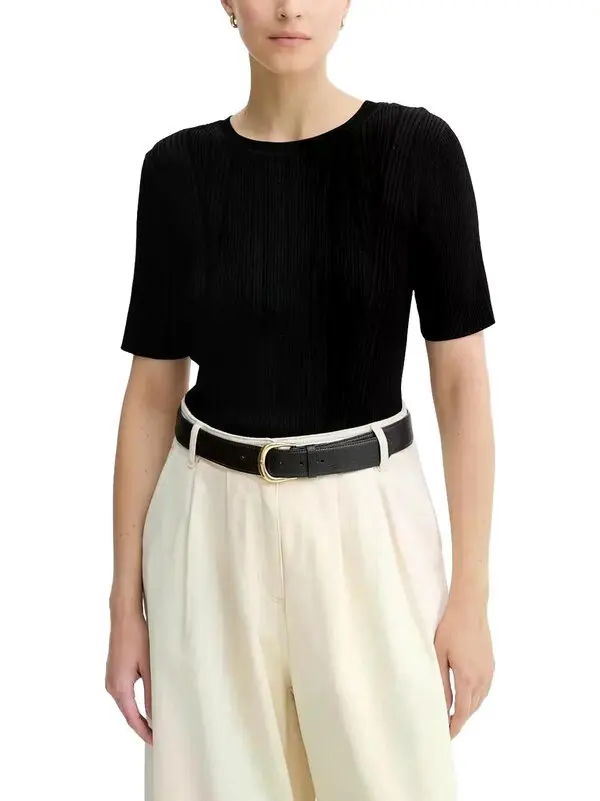 SESSUN Knitted Short Sleeve Top - Black