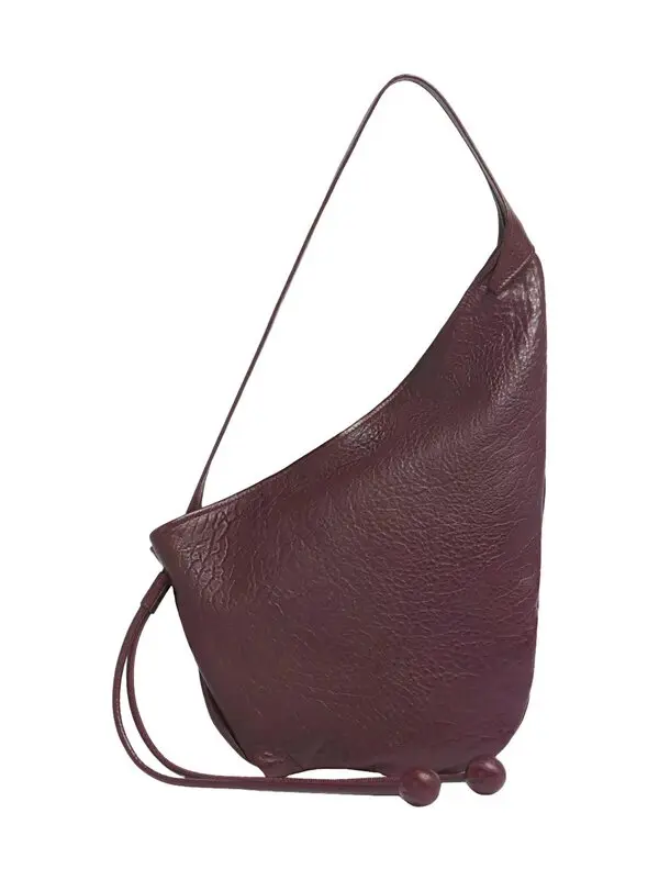 Marni Leather Shoulder Bag With Drawstring And Baubles - Red