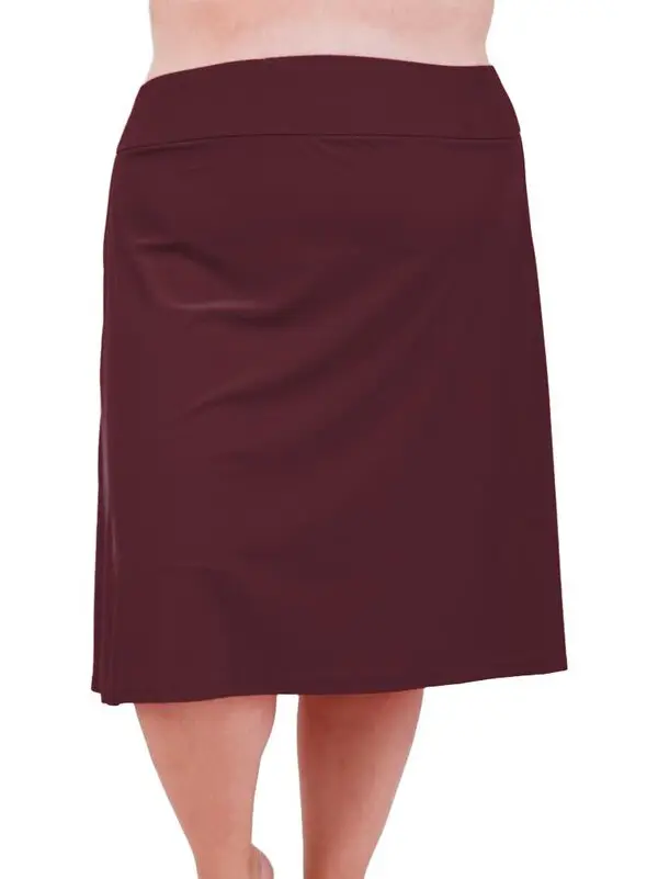 CALYPSA Long Swim Skort With Capri Leggings - Wine