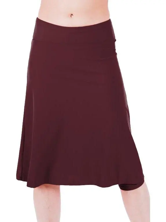 CALYPSA Long Swim Skort With Capri Leggings - Wine