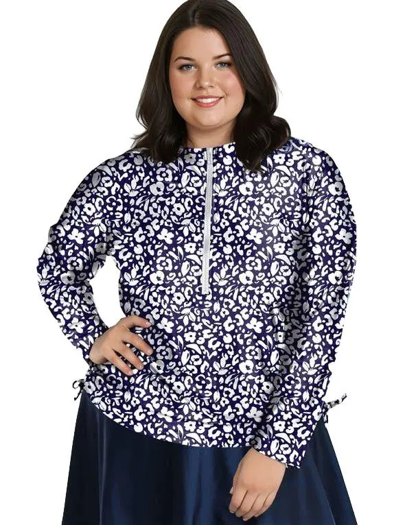CALYPSA Half-zip Nora Swim Top - Wild Navy