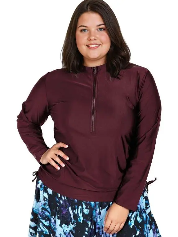 CALYPSA Half-zip Nora Swim Top - Wine