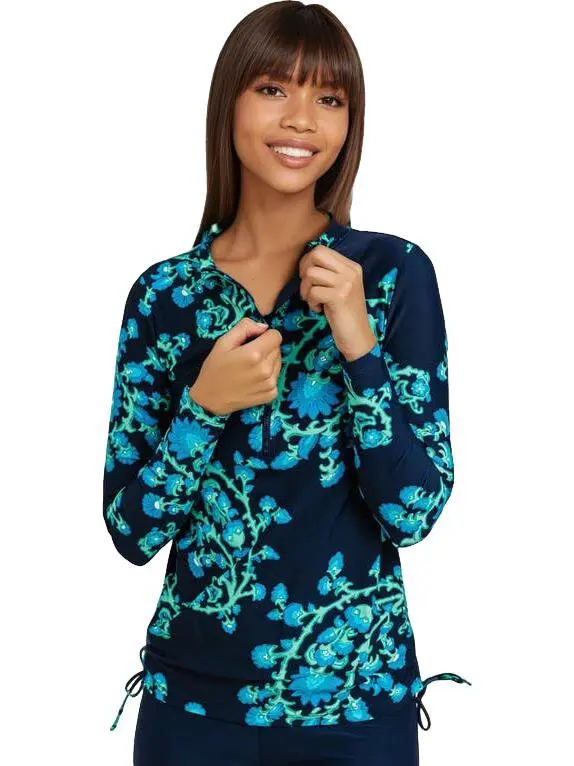 CALYPSA Half-zip Nora Swim Top - Barbados Blue