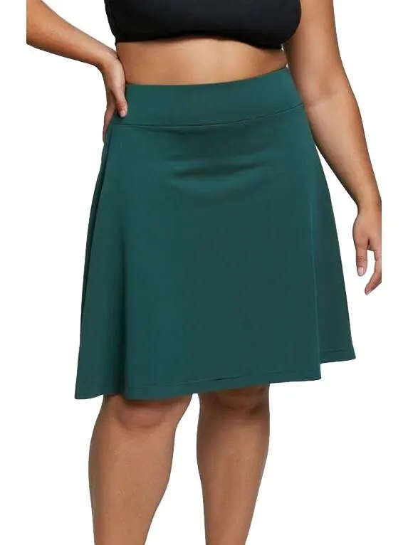 CALYPSA Knee-length Swim Skort With Bike Shorts - Dark Jade