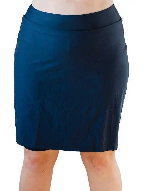 CALYPSA Knee-length Swim Skort With Bike Shorts - Navy