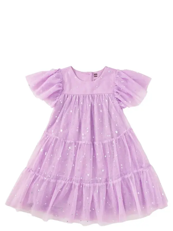 TEA COLLECTION Tiered Tulle Sparkle Dress - Shimmer Sky
