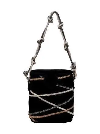 SIMITRI Mini Bucket Bag With Crystal Braids - Black