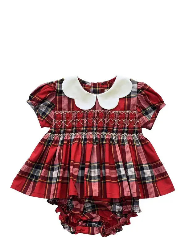 WILD WAWA Scallop Two-piece Set - Tartan Red