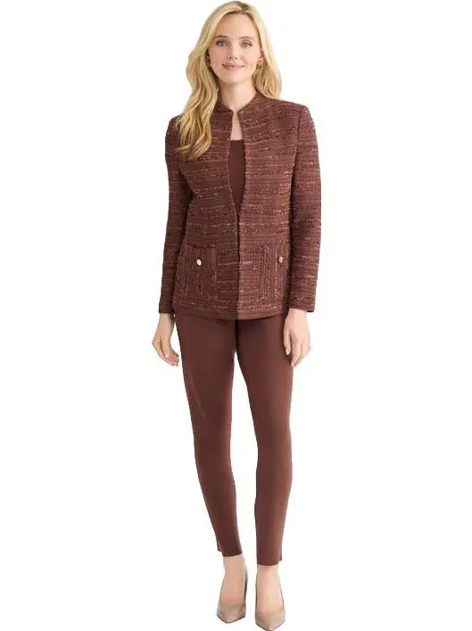 Misook Tailored Tonal Ribbon Knit Jacket - Truffle