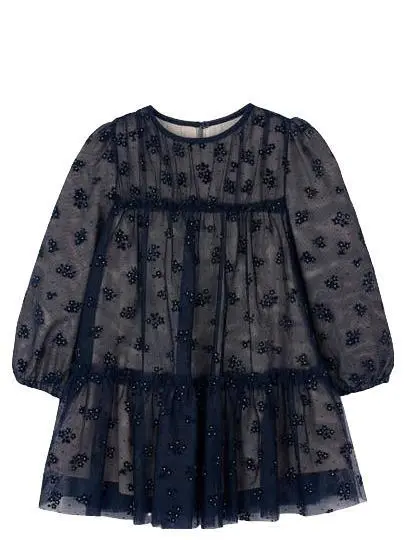 MAYORAL Long Sleeve Tulle Dress - Navy