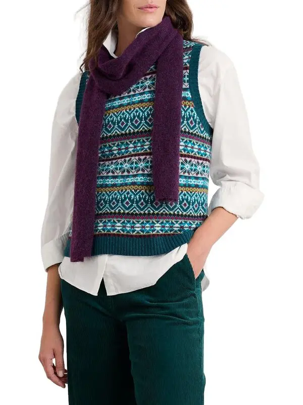 SEASALT CORNWALL Percella Cove Fair Isle Merino Wool Blend Sweater Vest - Knit Open Garden Multi
