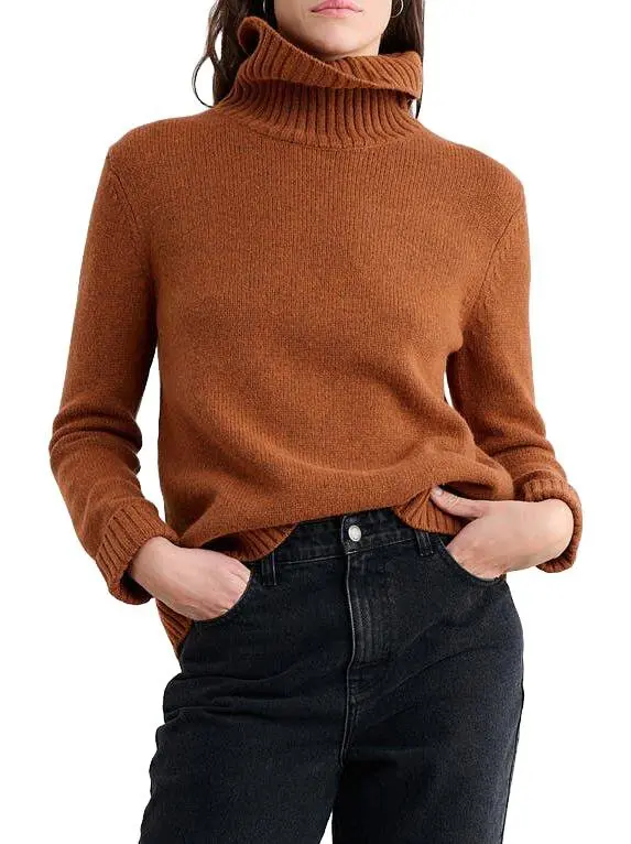 SEASALT CORNWALL Braque Turtleneck Wool-blend Sweater - Knit Melange Rusted