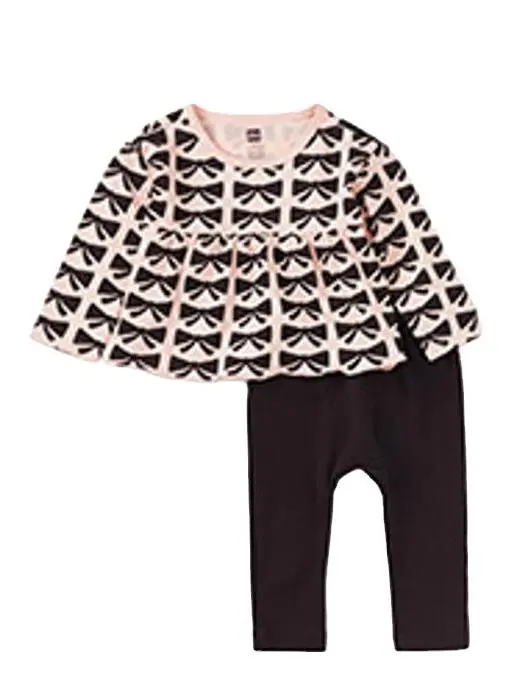 TEA COLLECTION Peplum Top And Pants Baby Set - Bow
