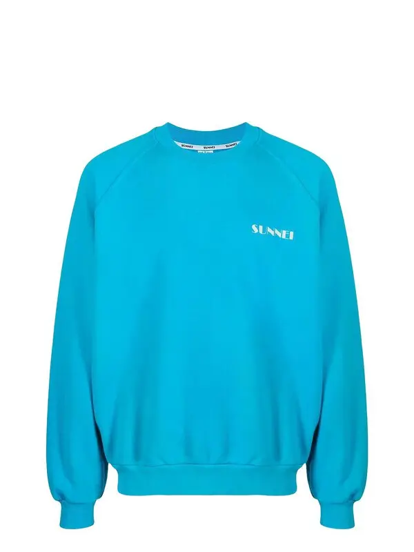 Sunnei Logo-print Crew-neck Sweatshirt - Blue