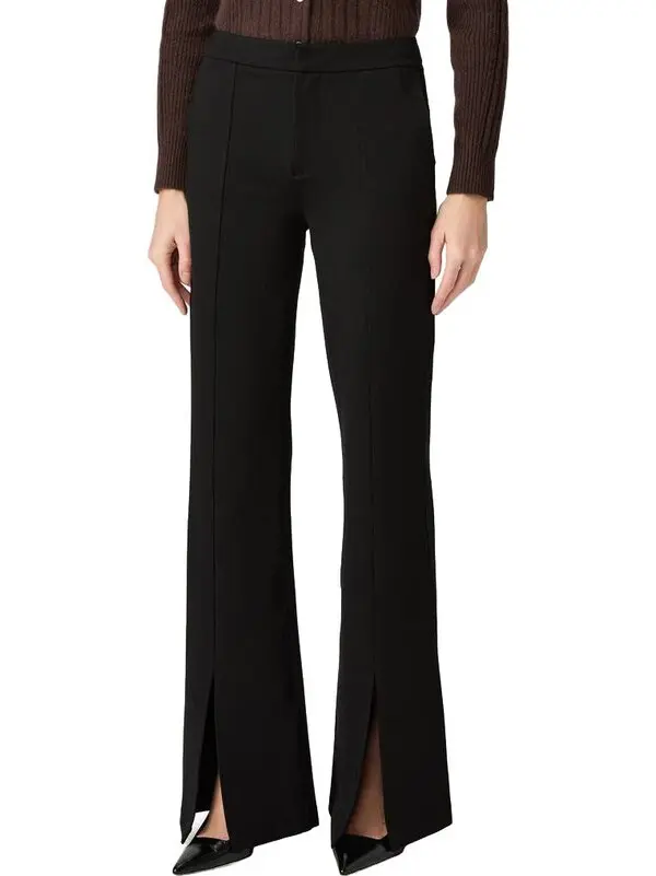 Paige Sofia Split Hem Flare Ponte Pants - Black