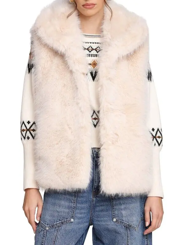 Avec Les Filles Oversized Faux Fur Vest - French Grey