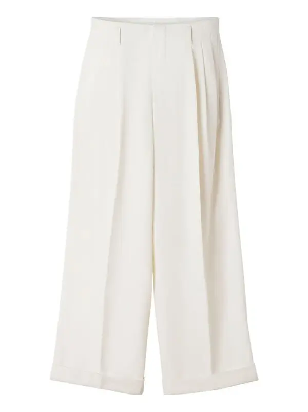 LANVIN Wide-leg Wool Pants - Ecru