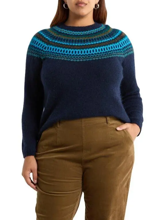 SEASALT CORNWALL Annik Fair Isle Wool & Mohair Blend Sweater - Modernist Cyan Multi
