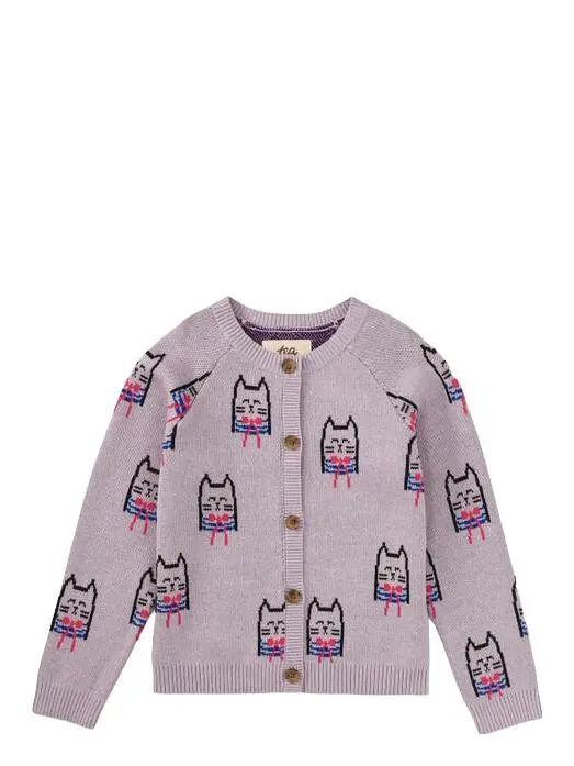 TEA COLLECTION Cardigan - Bowtie Cats
