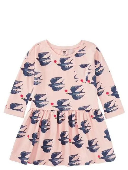 TEA COLLECTION Printed Pocket Play Dress - Magpies & Flowers