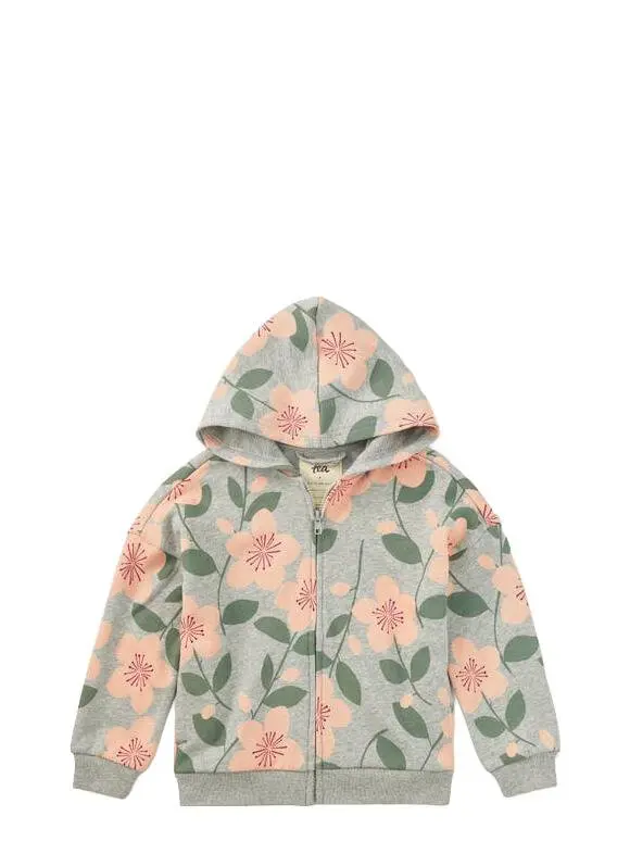 TEA COLLECTION Printed French Terry Hoodie - Plum Blossom