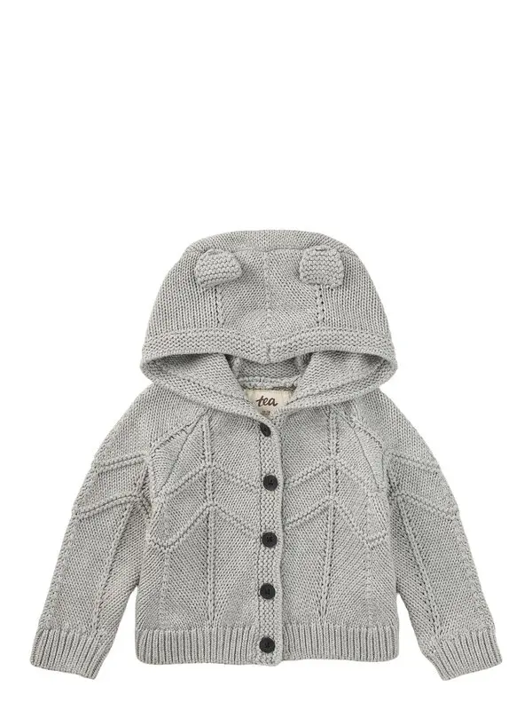 TEA COLLECTION Baby Cotton Cardigan - Med Heather Grey
