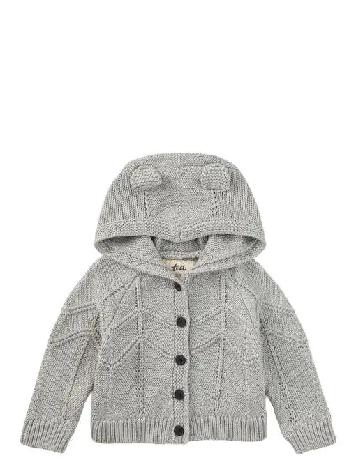 TEA COLLECTION Creature Comfort Baby Cardigan - Med Heather Grey