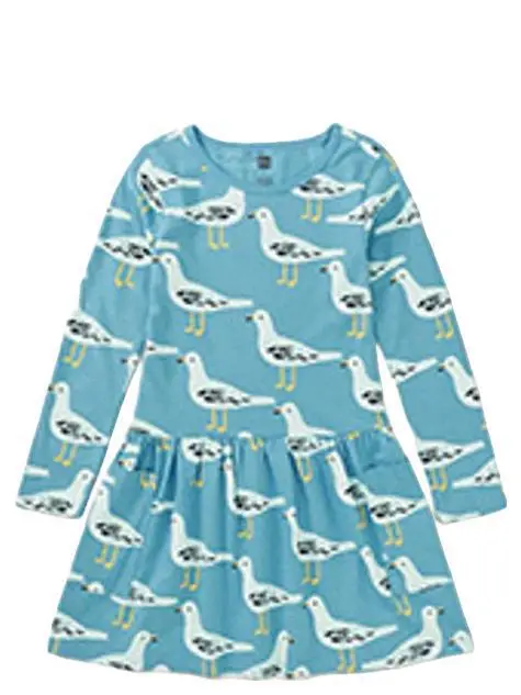 TEA COLLECTION Long Sleeve Pocket Dress - Squabble Of Seagulls
