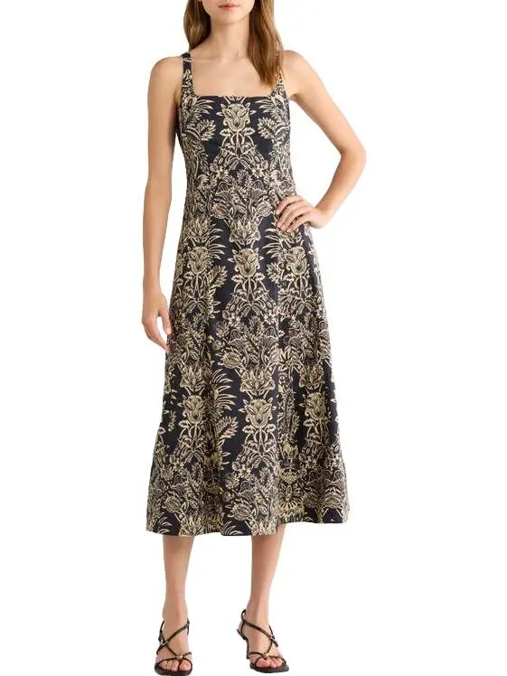 Ulla Johnson Natali Printed A-line Dress - Noir Flora