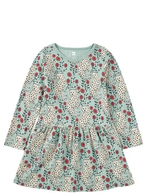 TEA COLLECTION Long Sleeve Pocket Dress - Leopard Floral