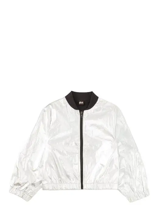 TEA COLLECTION Metallic Bomber Jacket - Metallic Silver