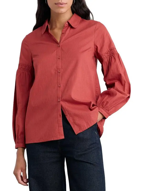 SEASALT CORNWALL Sapling Organic Cotton Button-up Shirt - Deep Rust