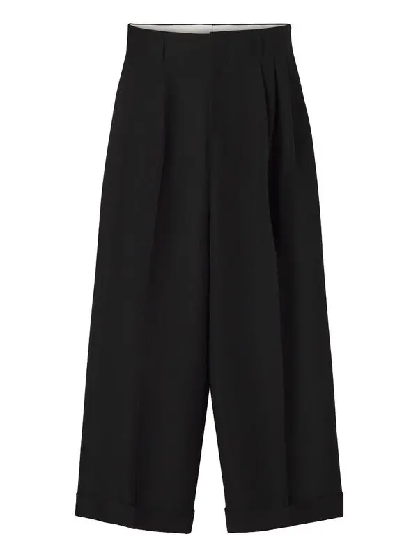 LANVIN Wide-leg Virgin Wool Flannel Pants - Black