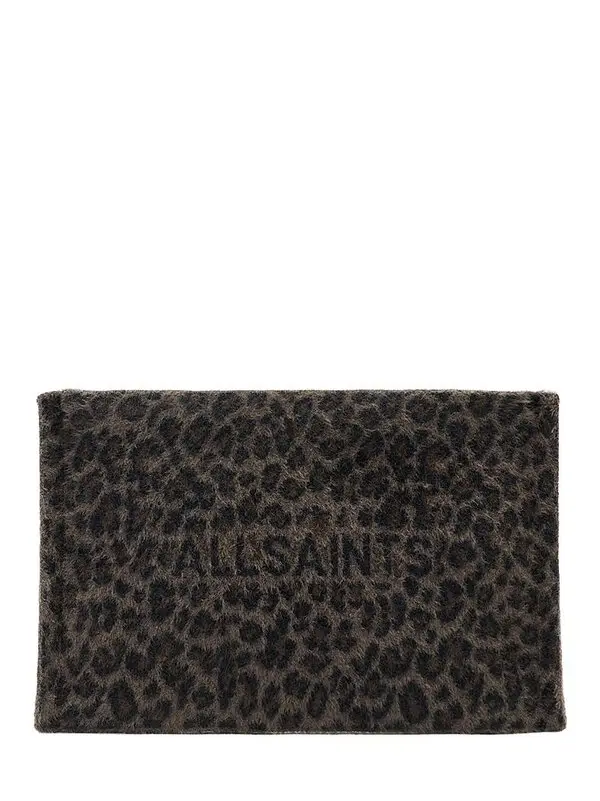 ALLSAINTS Izzy Leopard Print Zip Clutch - Leopard Brown