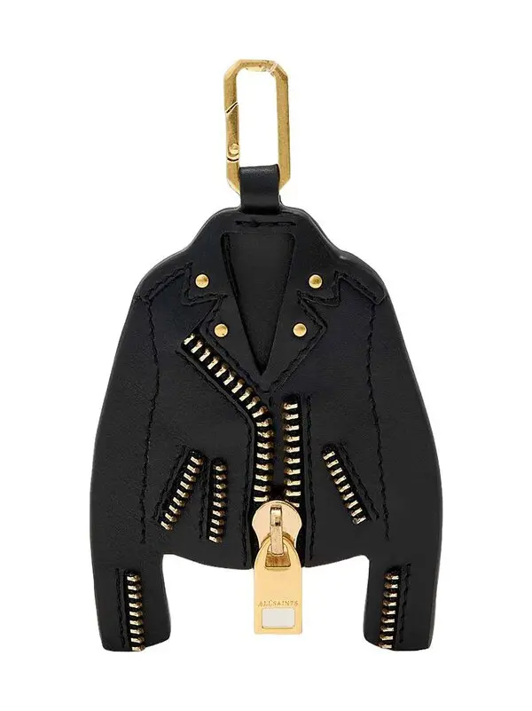 ALLSAINTS Balfern Keyring Bag Charm - Black/gold