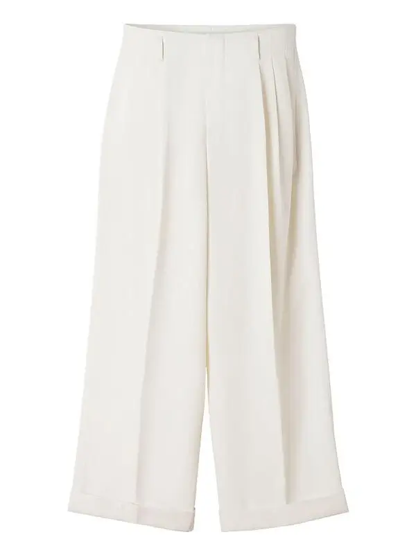 LANVIN Wide-leg Wool Trousers - Ecru