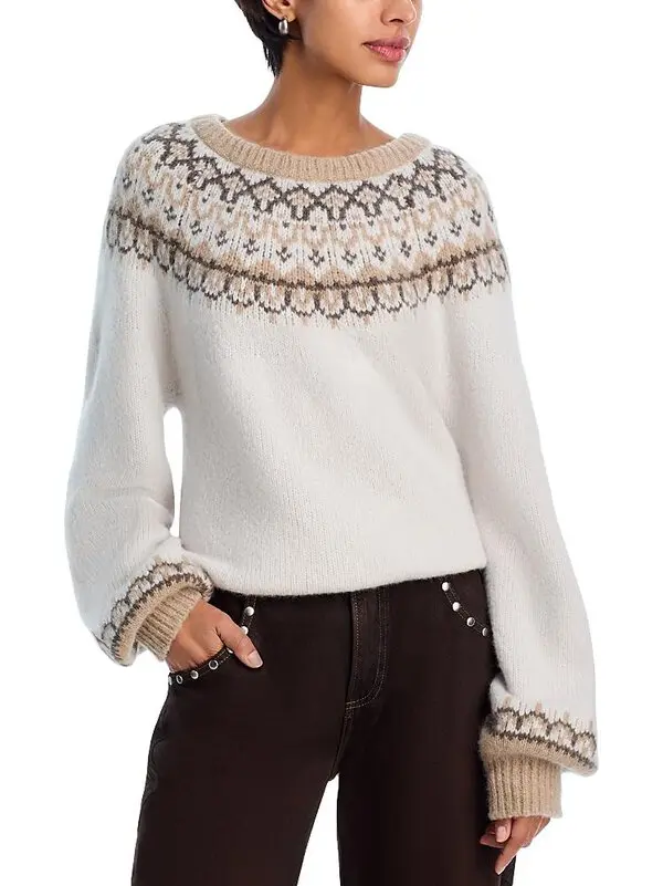 Paige Misha Crewneck Fair Isle Sweater - Ivory Multi