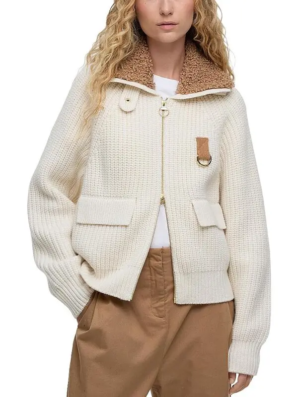 Barbour Knitted Bomber Cardigan Sweater - Neutral