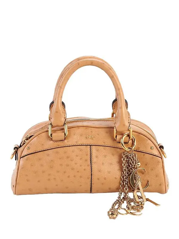 Chloé Small Stippled Leather Bowling Bag - Nougat