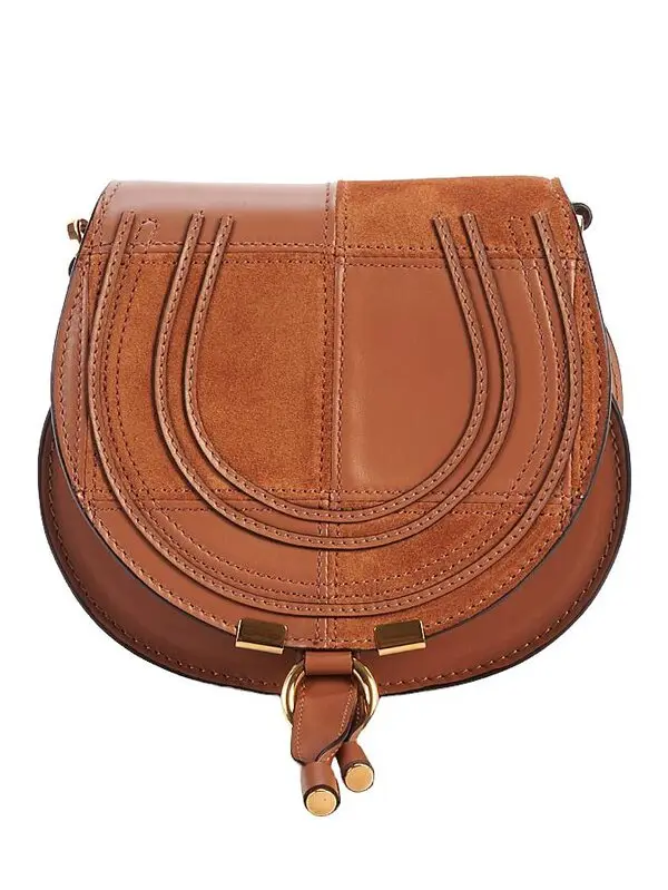 Chloé Marcie Small Suede And Leather Saddle Bag - Dusty Tan Leather And Suede