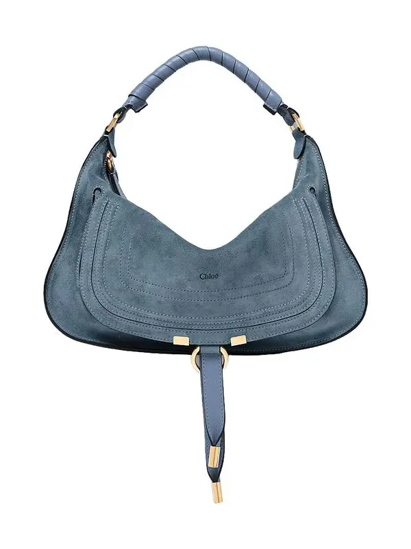 Chloé Marcie Suede Shoulder Bag - Ashes Blue