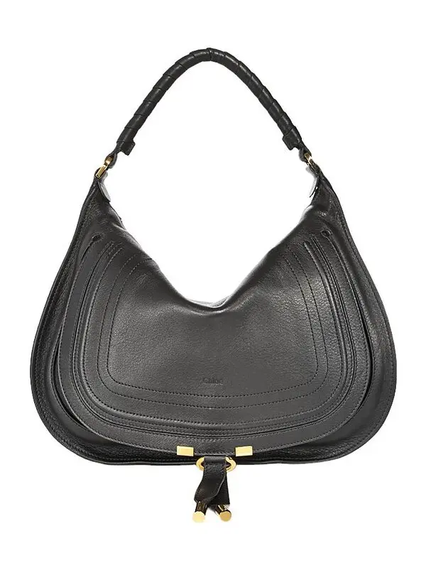 Chloé Marcie Medium Leather Shoulder Bag - Black
