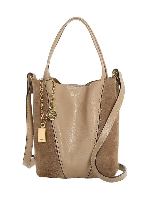 Chloé Spin Small Suede & Leather Tote - Boyish Brown Leather And Suede