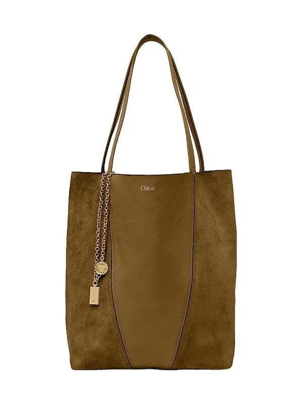 Chloé Spin Medium Tote - Boyish Brown Leather And Suede