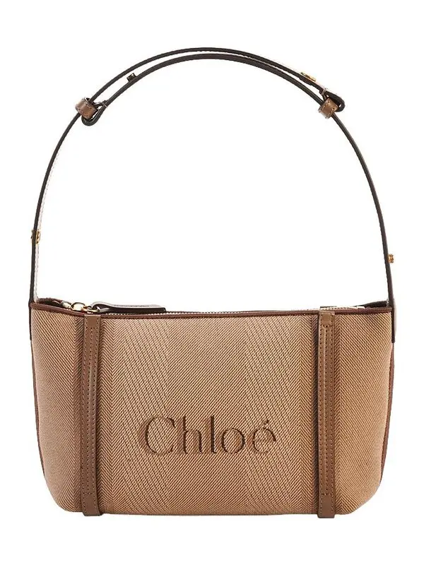 Chloé Logo Jacquard Shoulder Bag - Deep Taupe