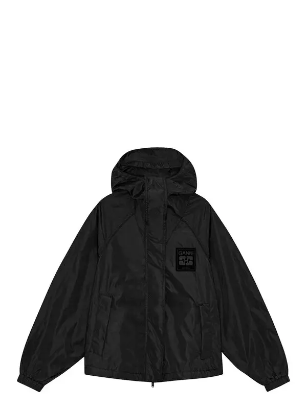 GANNI Jacket With Logo - Black