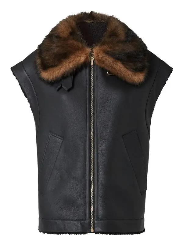 Fendi Sheepskin Fur Vest - Black