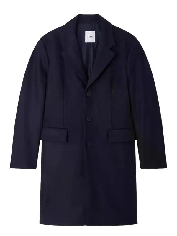 Sandro Wool And Cashmere Blend Overcoat - Blue