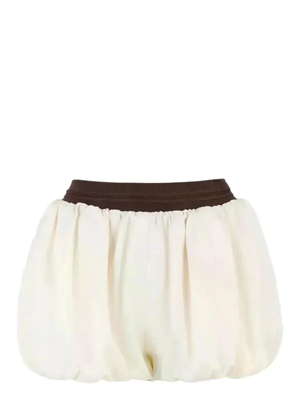Manière De Voir Satin Balloon Shorts With Contrast Waistband - Neutrals