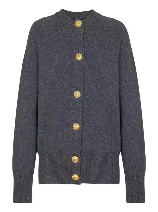 Balmain Buttoned Eco-cashmere Cardigan - Grey